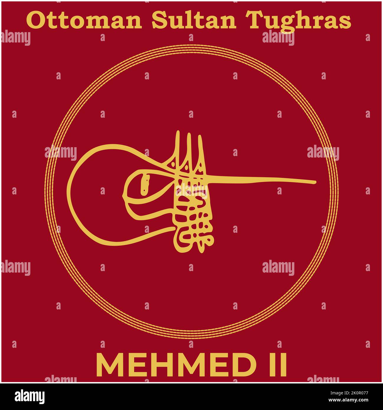 Vector image with Tughra signature of Ottoman Seventh Sultan Mehmed II ...