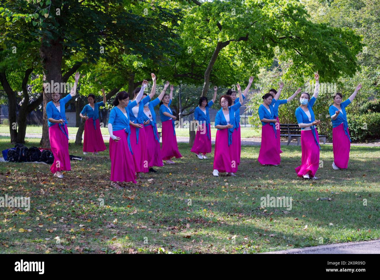 YUANJI-DANCE Older Asian American women at a daily dance exercise class ...