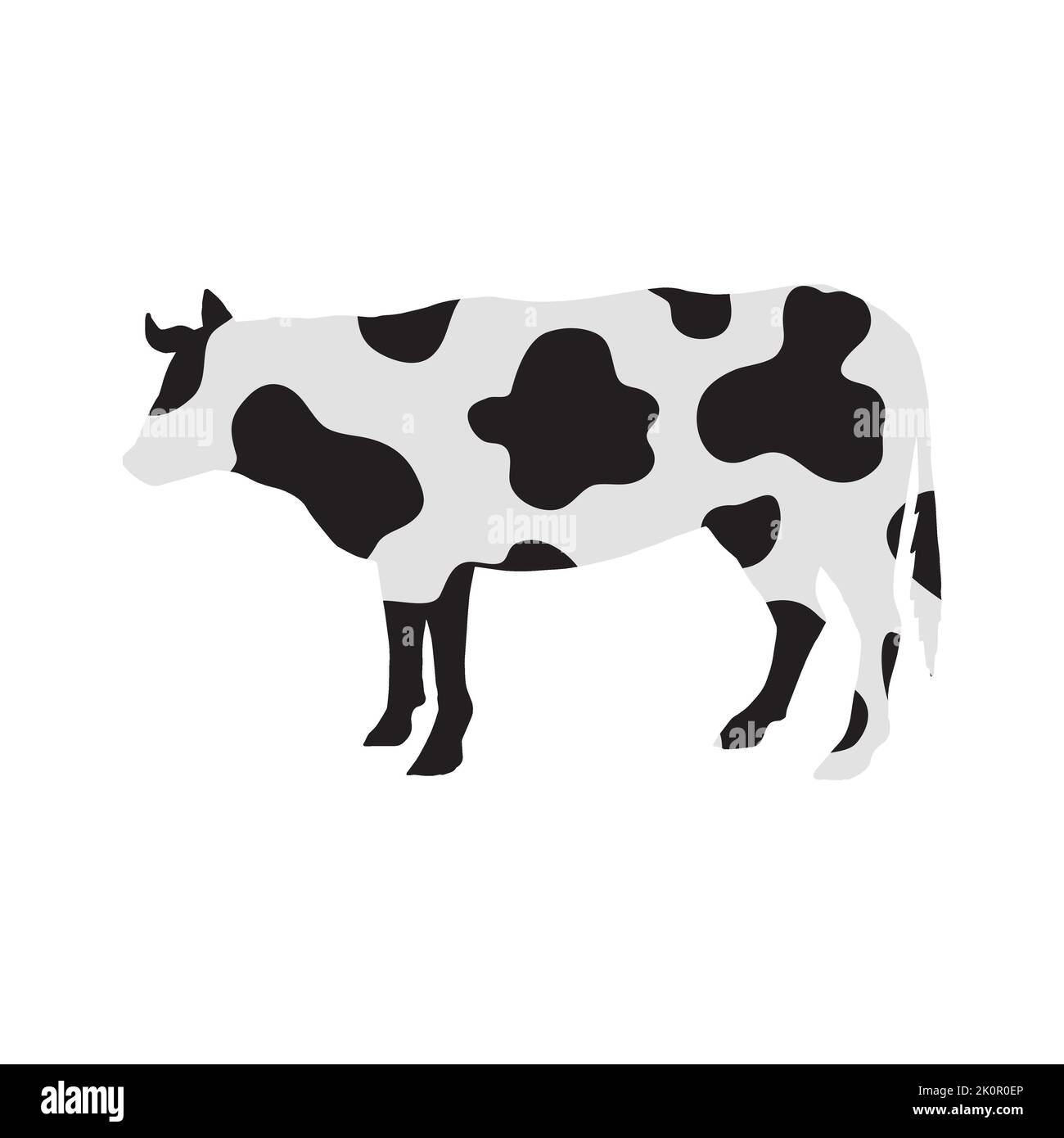 Vector flat cow silhouette with cow print isolated on white background ...