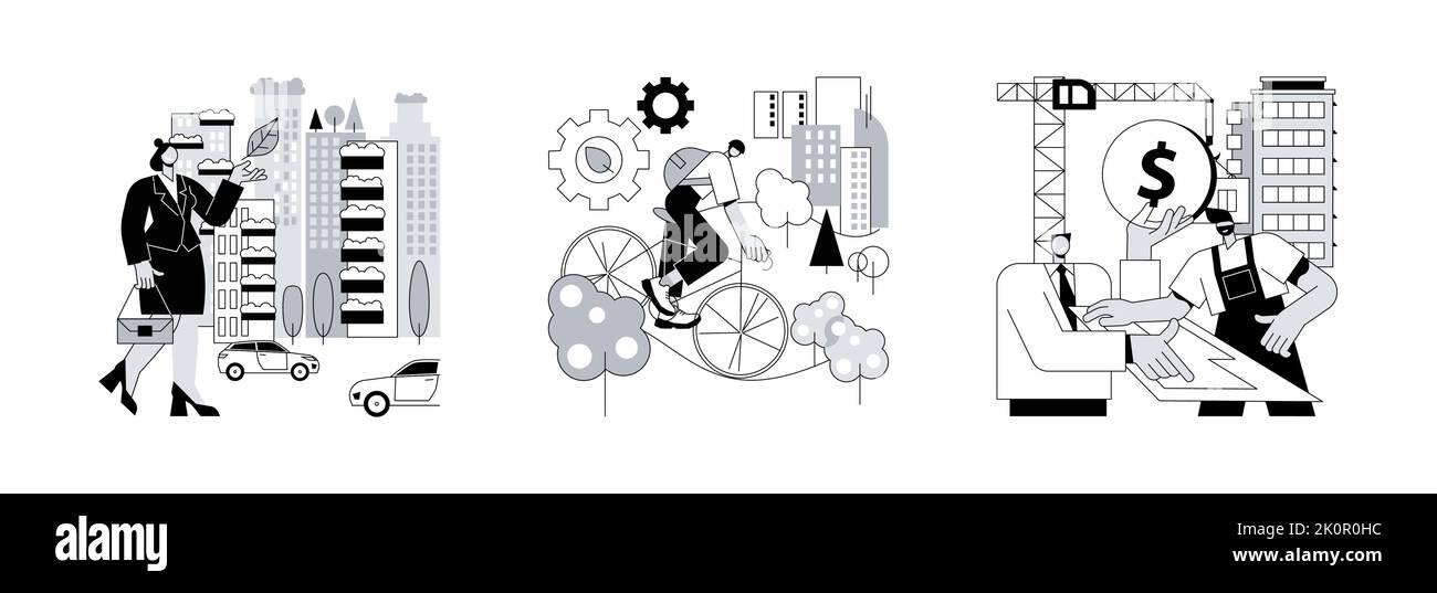 Architecture innovation abstract concept vector illustration set ...