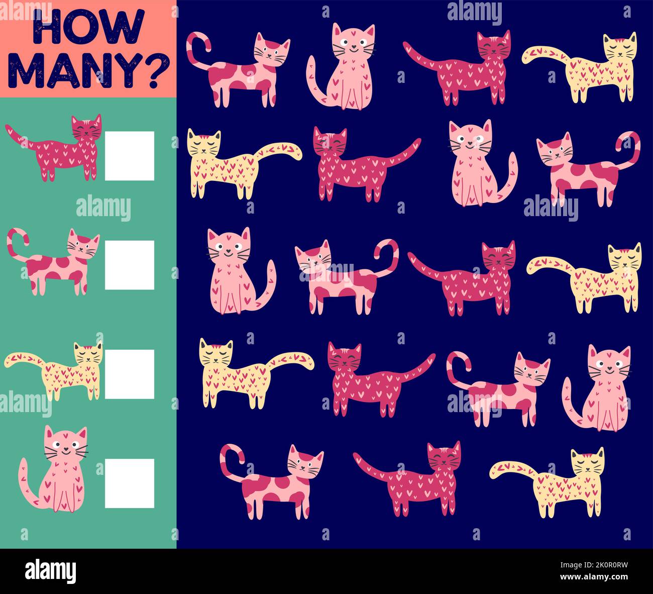 How many Cat, game for children. How many are they game. Count the Cats ...