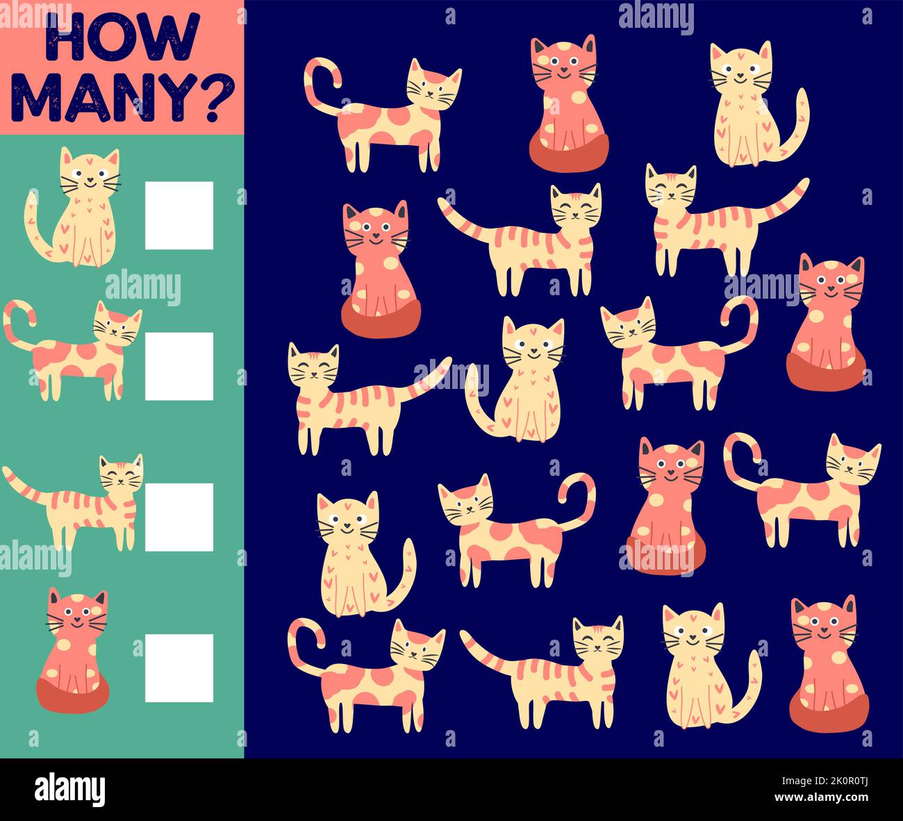 How many Cat, game for children. How many are they game. Count the Cats ...