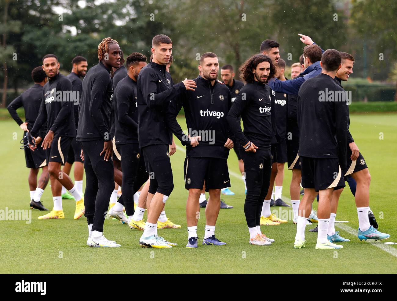 Chelsea players during a training session at Cobham Training Centre ...