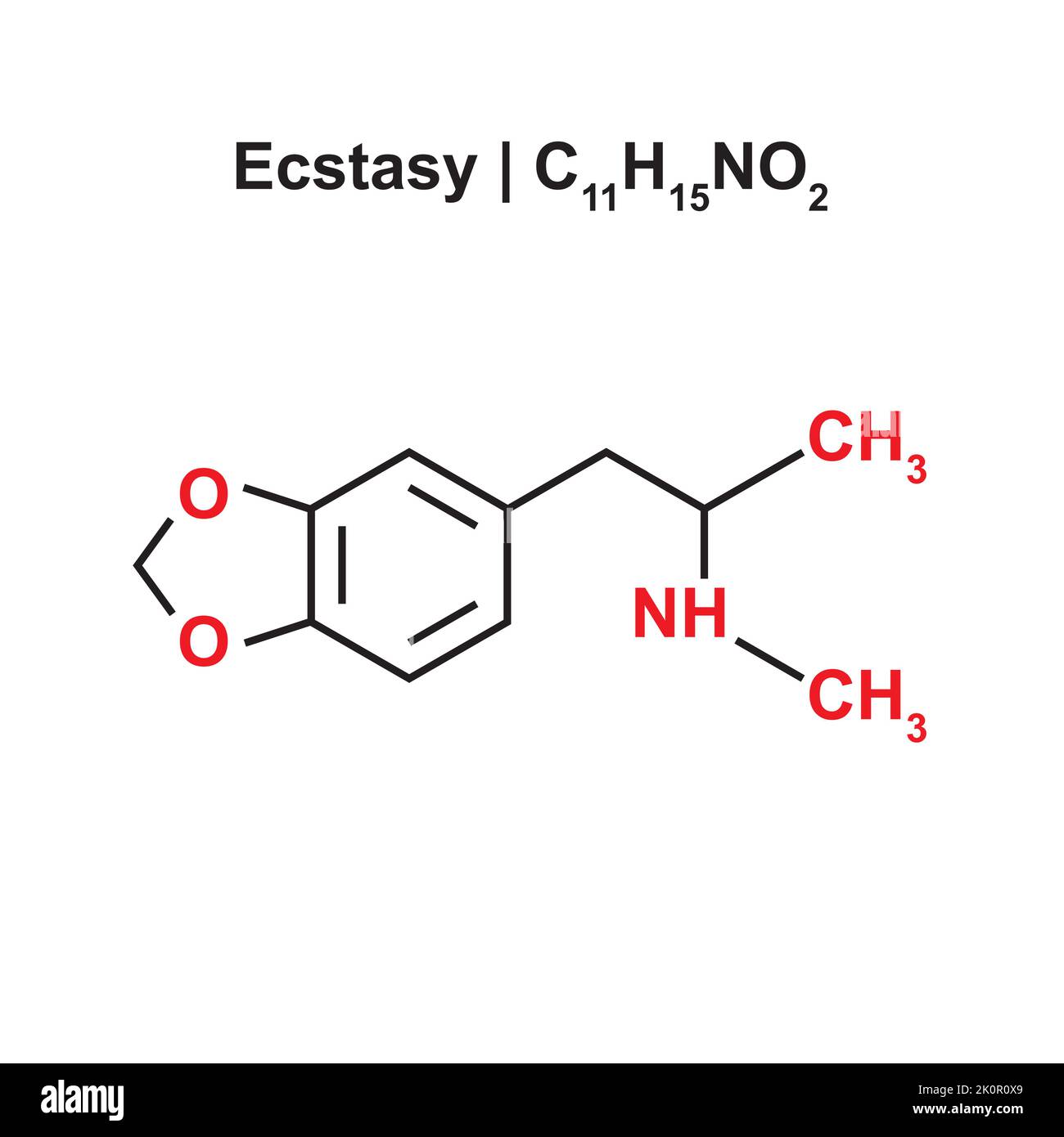Ecstasy (C11H15NO2) Chemical Structure. Vector Illustration Stock ...
