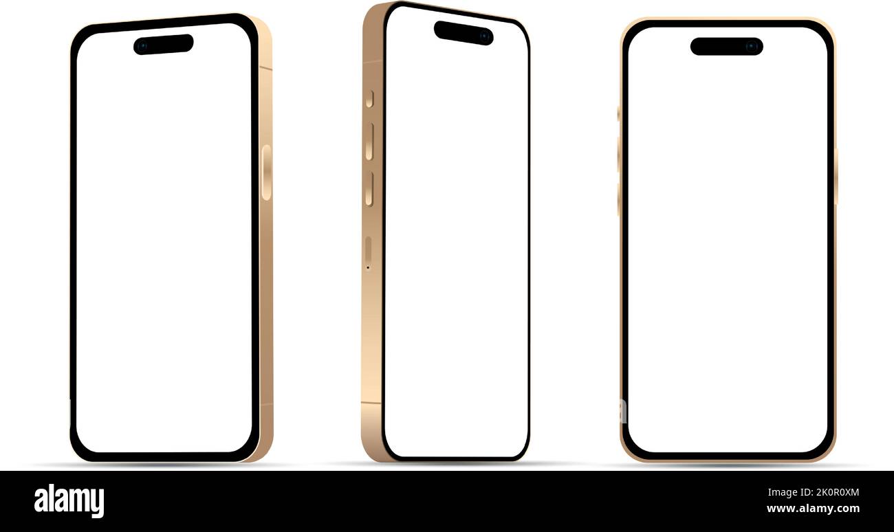 Gold smartphone 14 models, new IT industry, mockup for web design on a ...