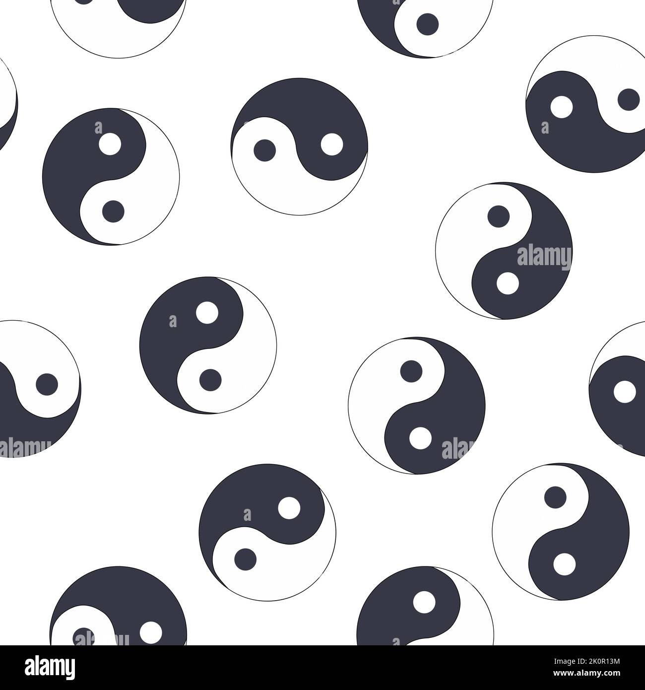 seamless pattern of hand drawn doodle sketch Yin Yang symbol Stock ...