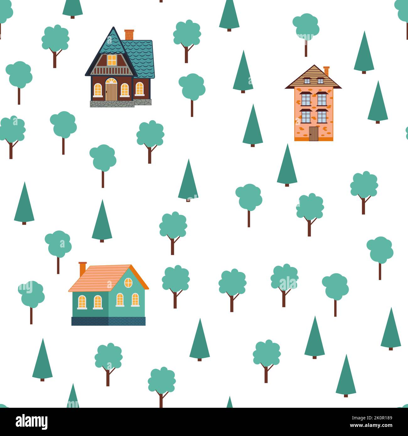 Seamless pattern of different colorful houses. Pattern seamless kids ...