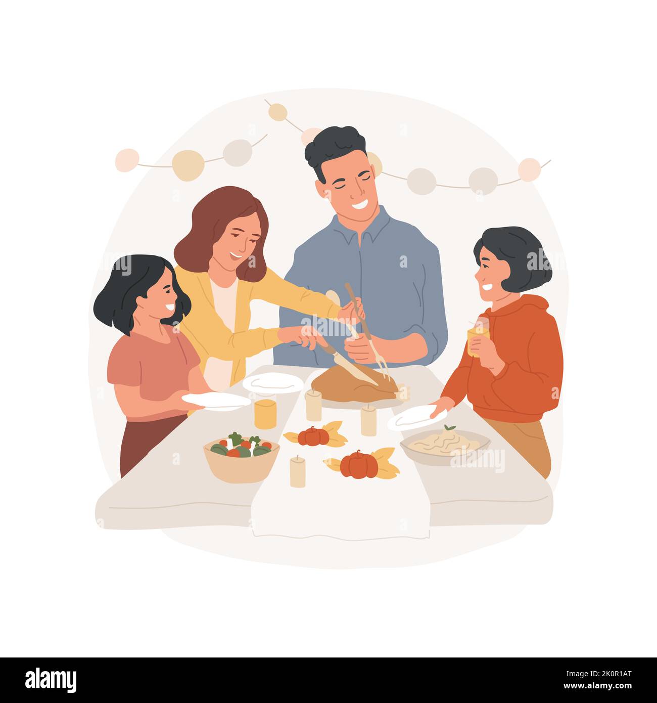 Having festive dinner isolated cartoon vector illustration. Friendly ...