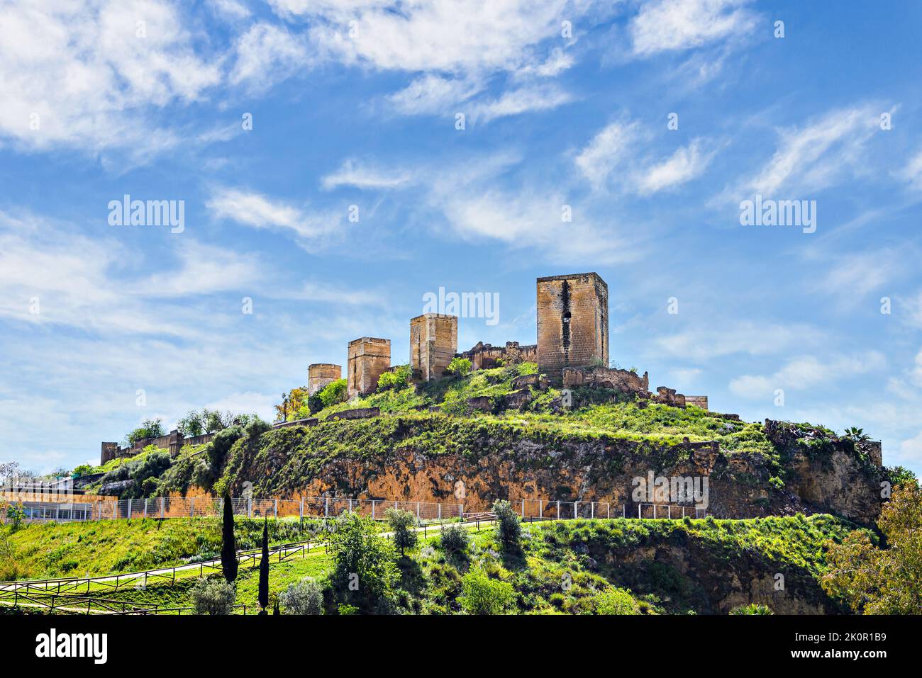 Views from the Parque de la Retama of the castle of Alcalá de Guadaira ...
