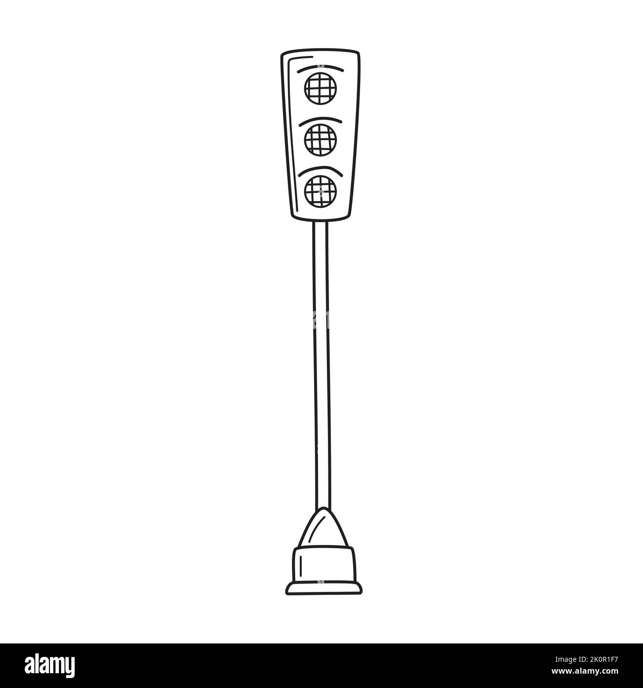 Traffic light in sketch doodle style. Hand drawn black and white vector ...