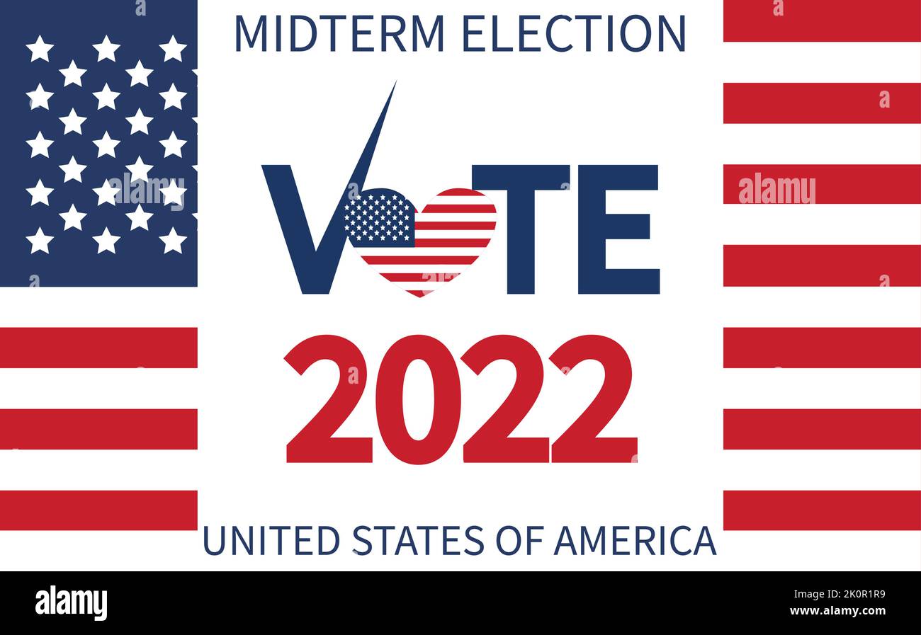 Day of mid-term elections. Vote 2022 USA, banner design. Election ...