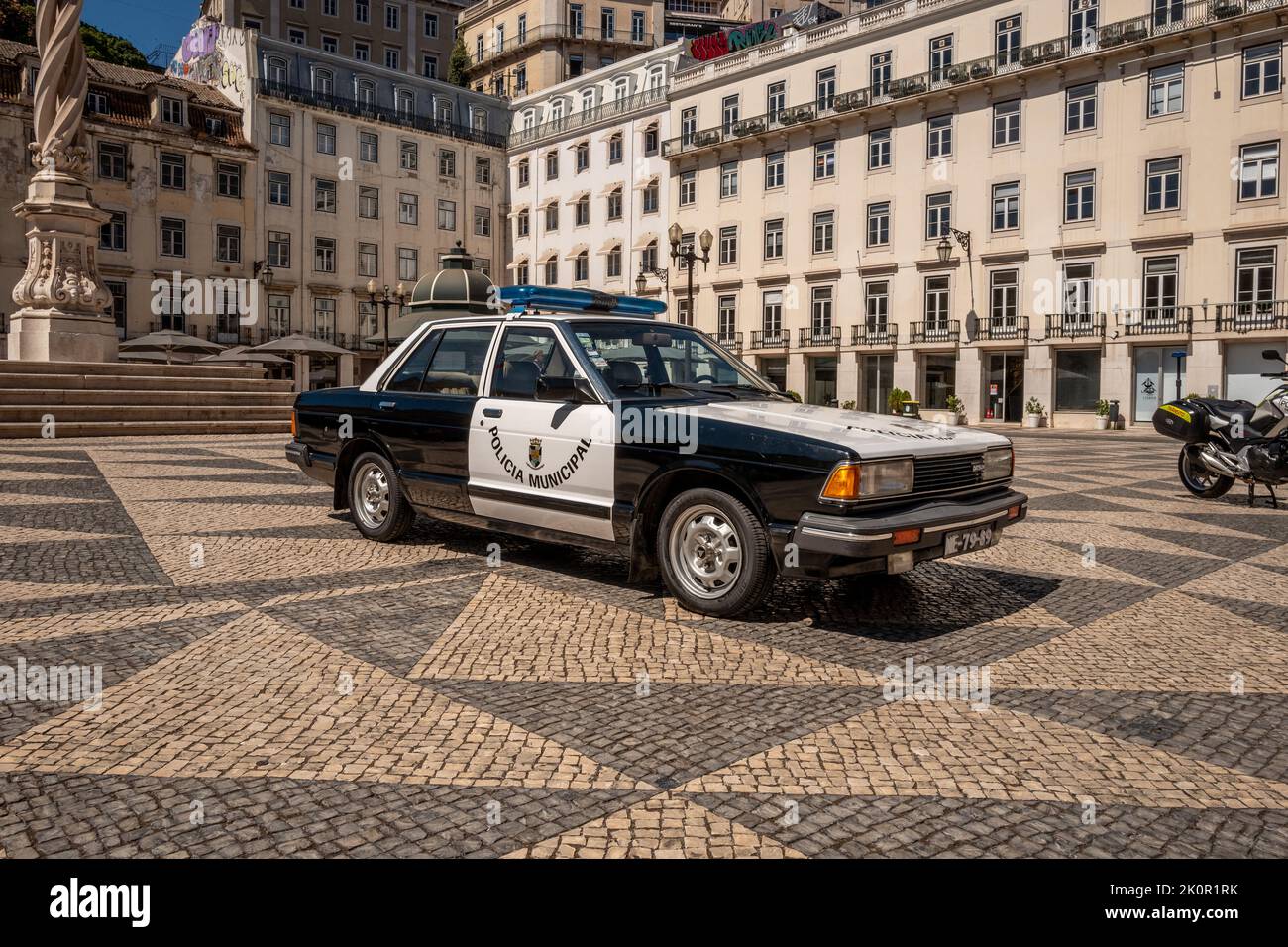 Lisbon, September 9th 2022: Old police car in Lisbon, the capital city ...