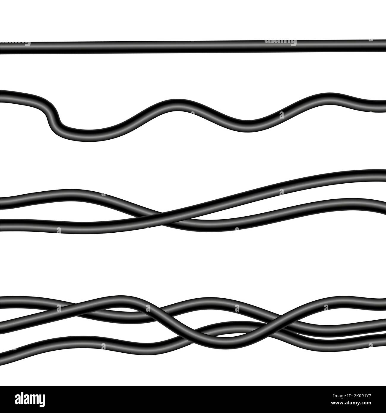 Set of Black Cables Isolated on White Background Stock Photo - Alamy