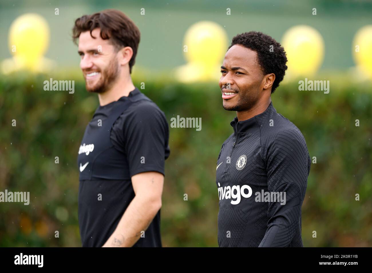Chelsea's Raheem Sterling (right) and Ben Chilwell during a training ...