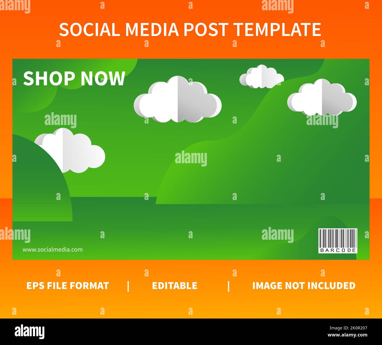 An editable, papercut style social media post template with green ...