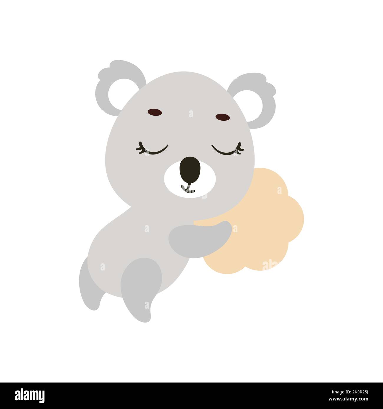 Cute little koala sleeping on cloud. Cartoon animal character for kids ...