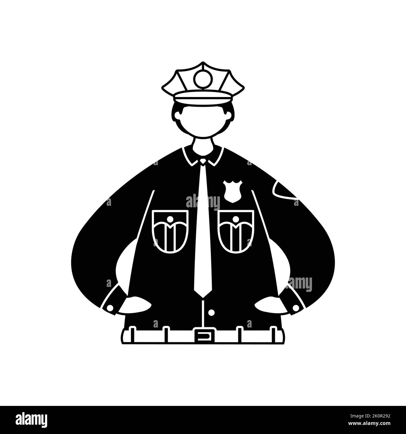 Vector illustration of a uniformed policeman. Professions. Outline ...