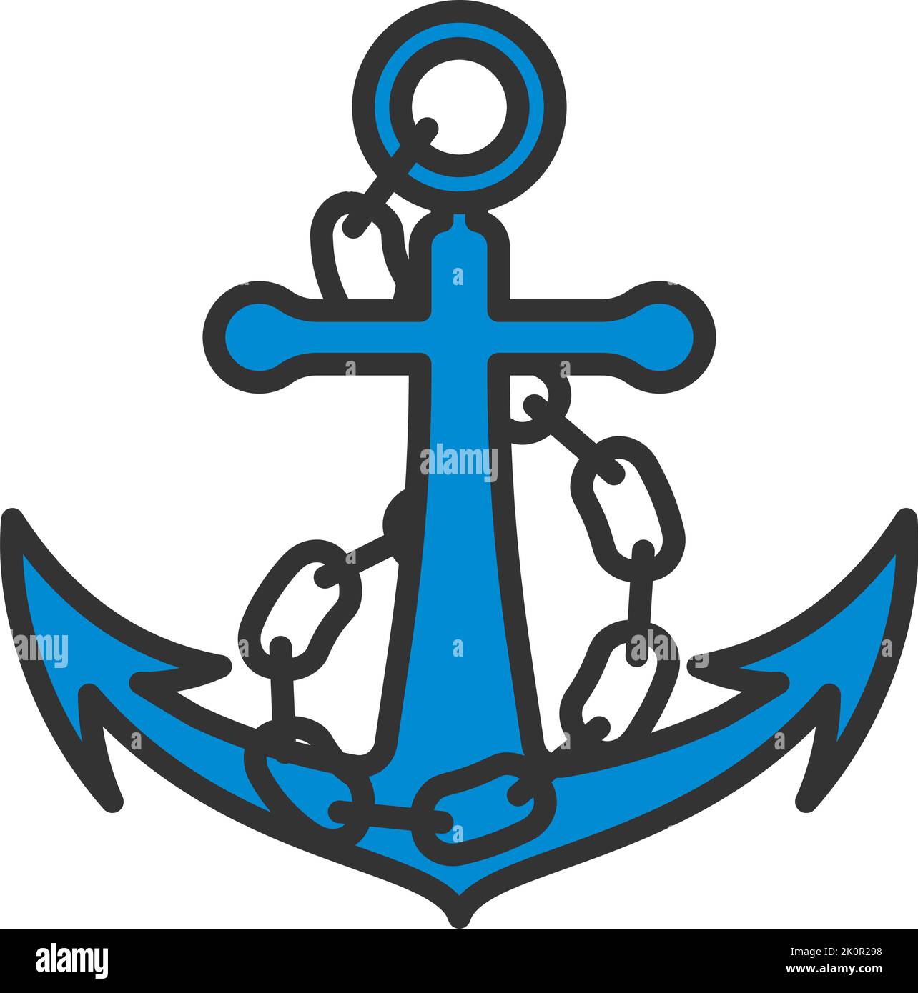 Icon Of Sea Anchor. Editable Bold Outline With Color Fill Design ...