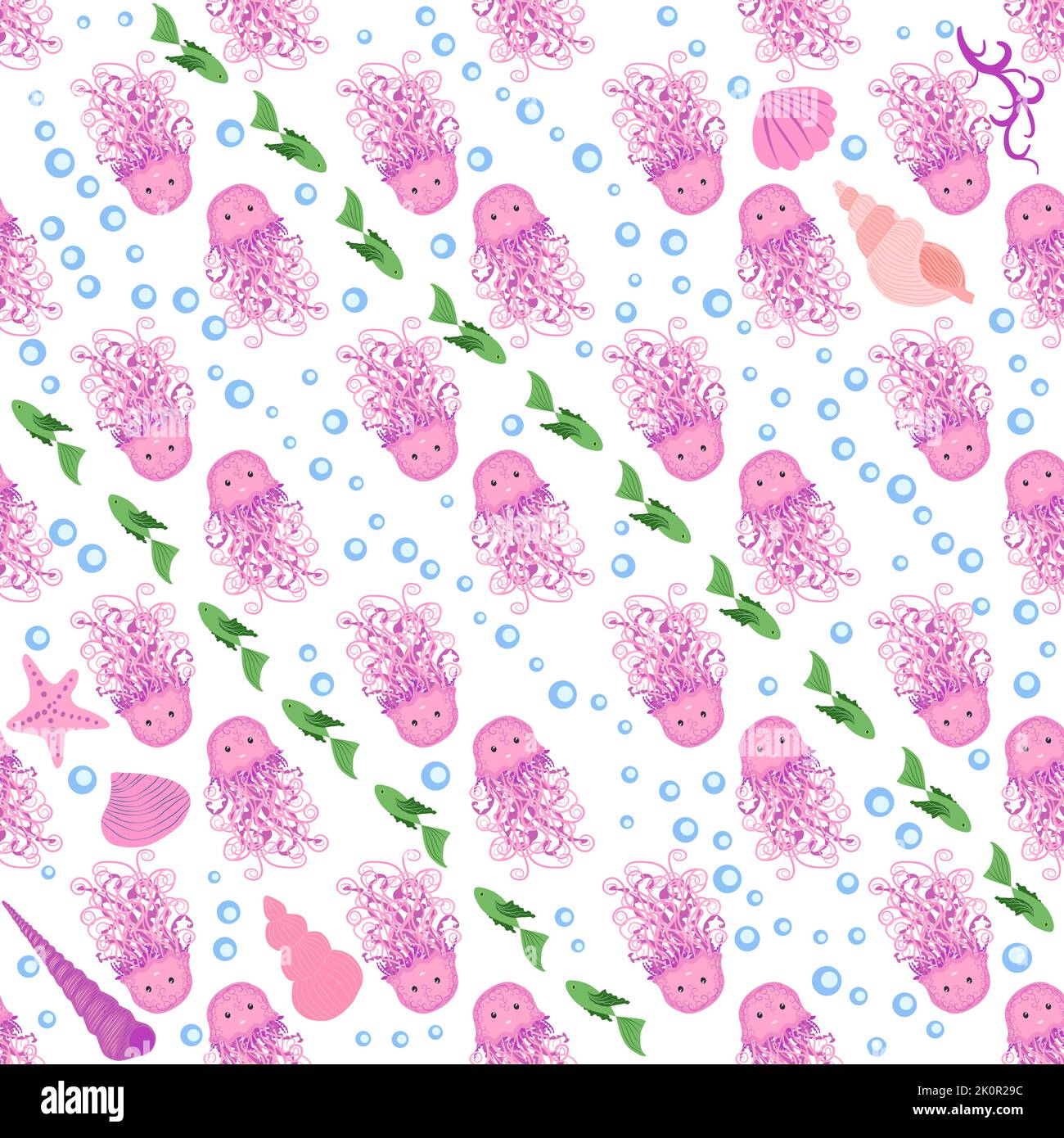 Jellyfish animals bright seamless patterns. Seamless pattern with ...