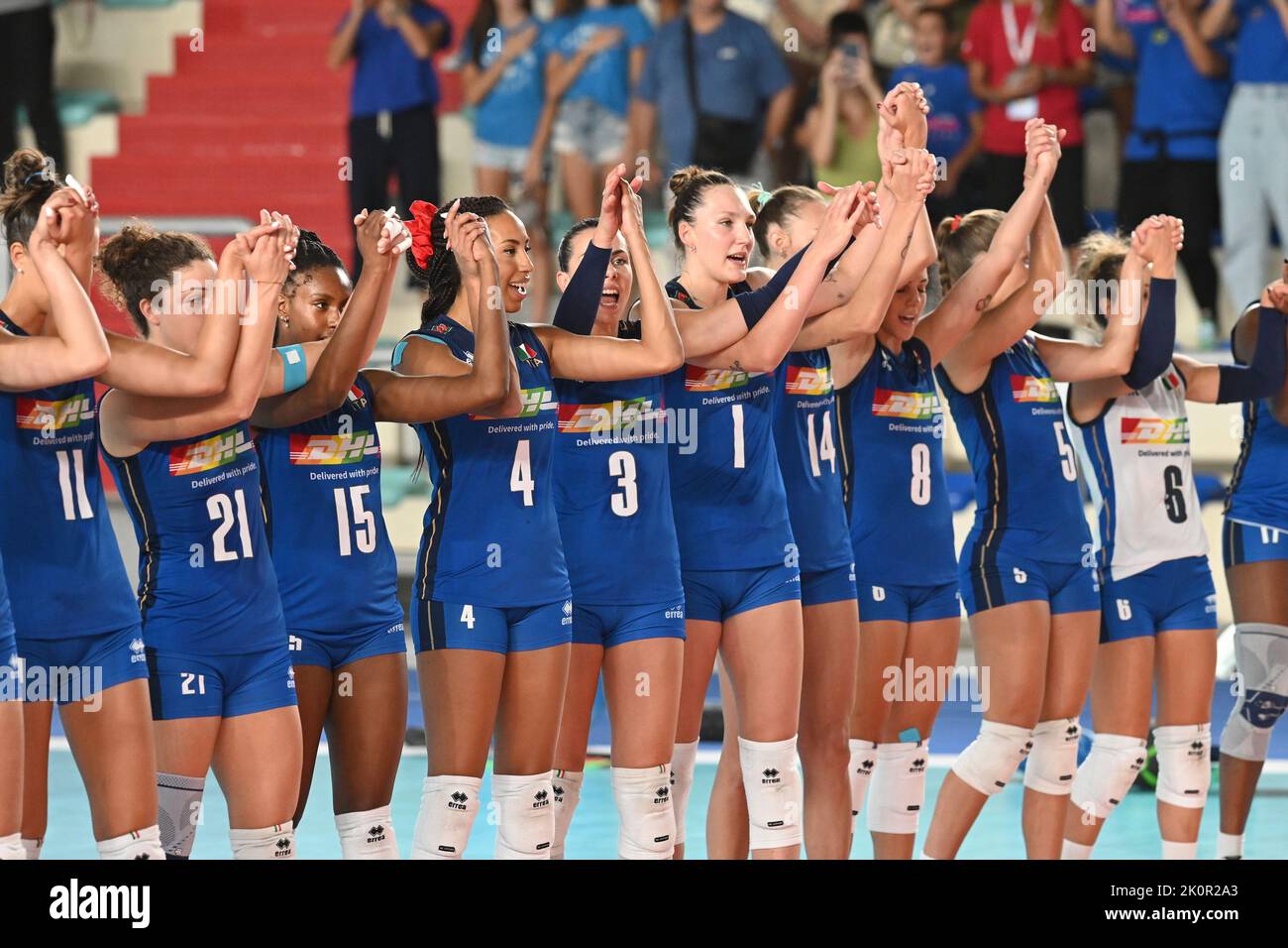 Naples, Italy. 12th Sep, 2022. Italy during the national anthem and DHL ...