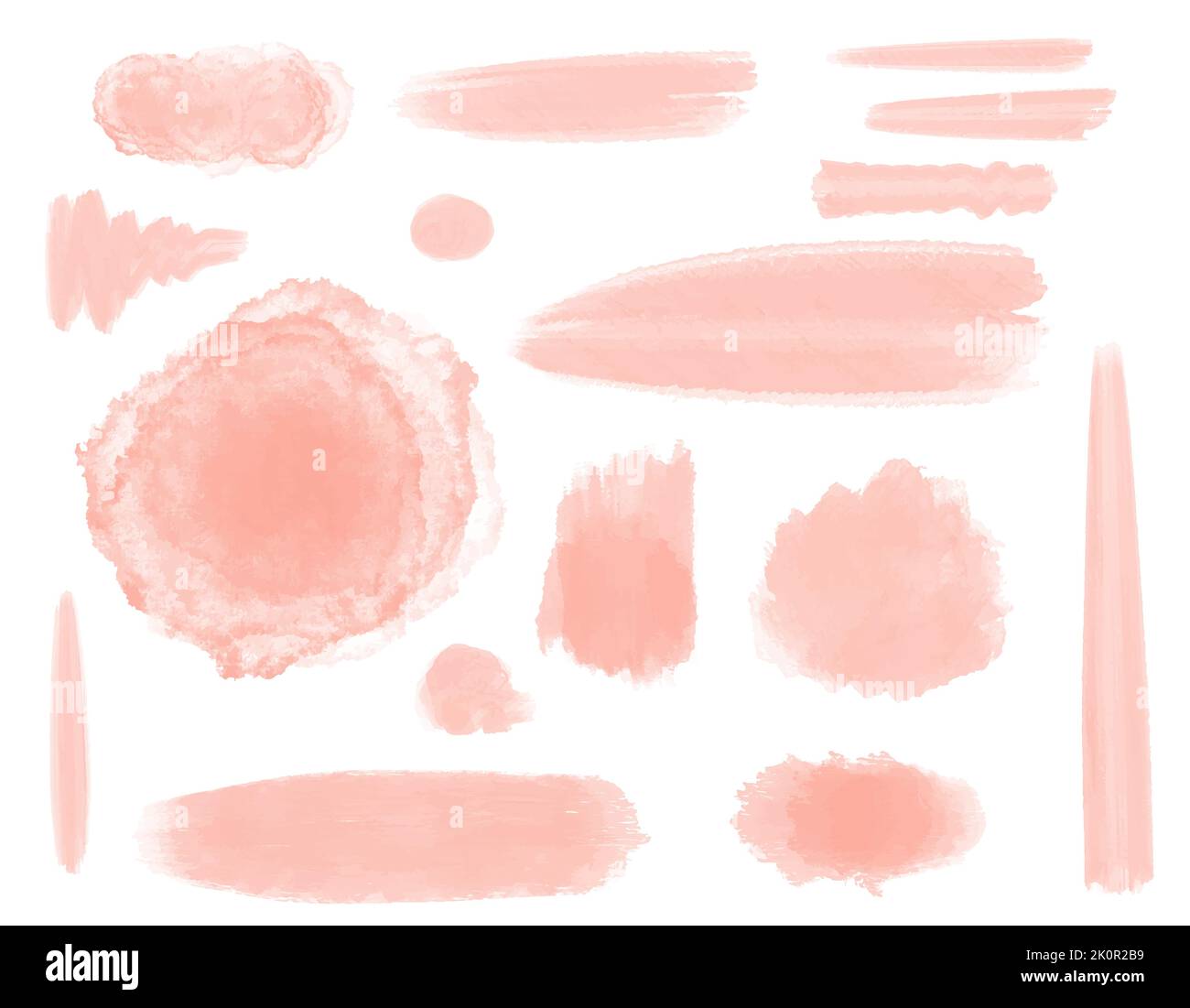 Vector Set of pink Watercolor hand painted round shapes stains circles blobs isolated on white ...