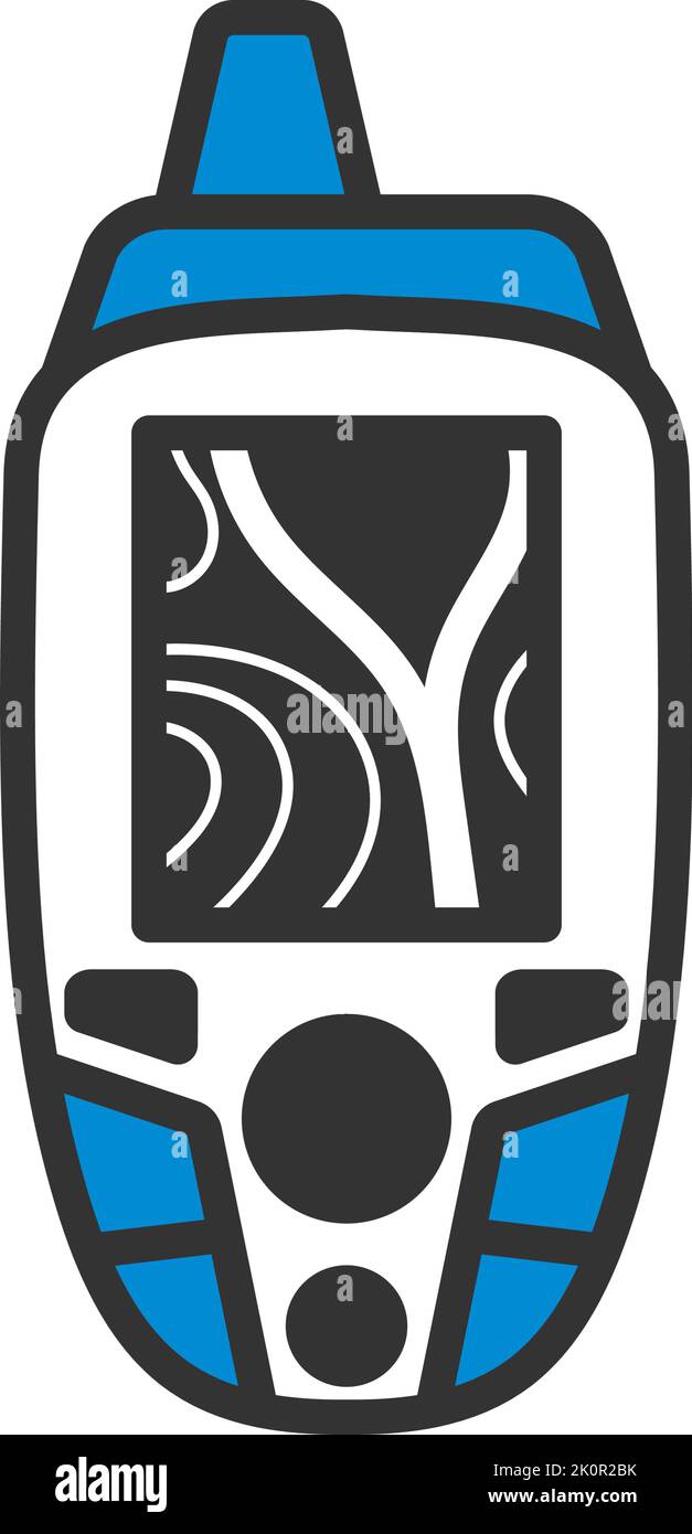 Icon Of Portable GPS Device. Editable Bold Outline With Color Fill ...