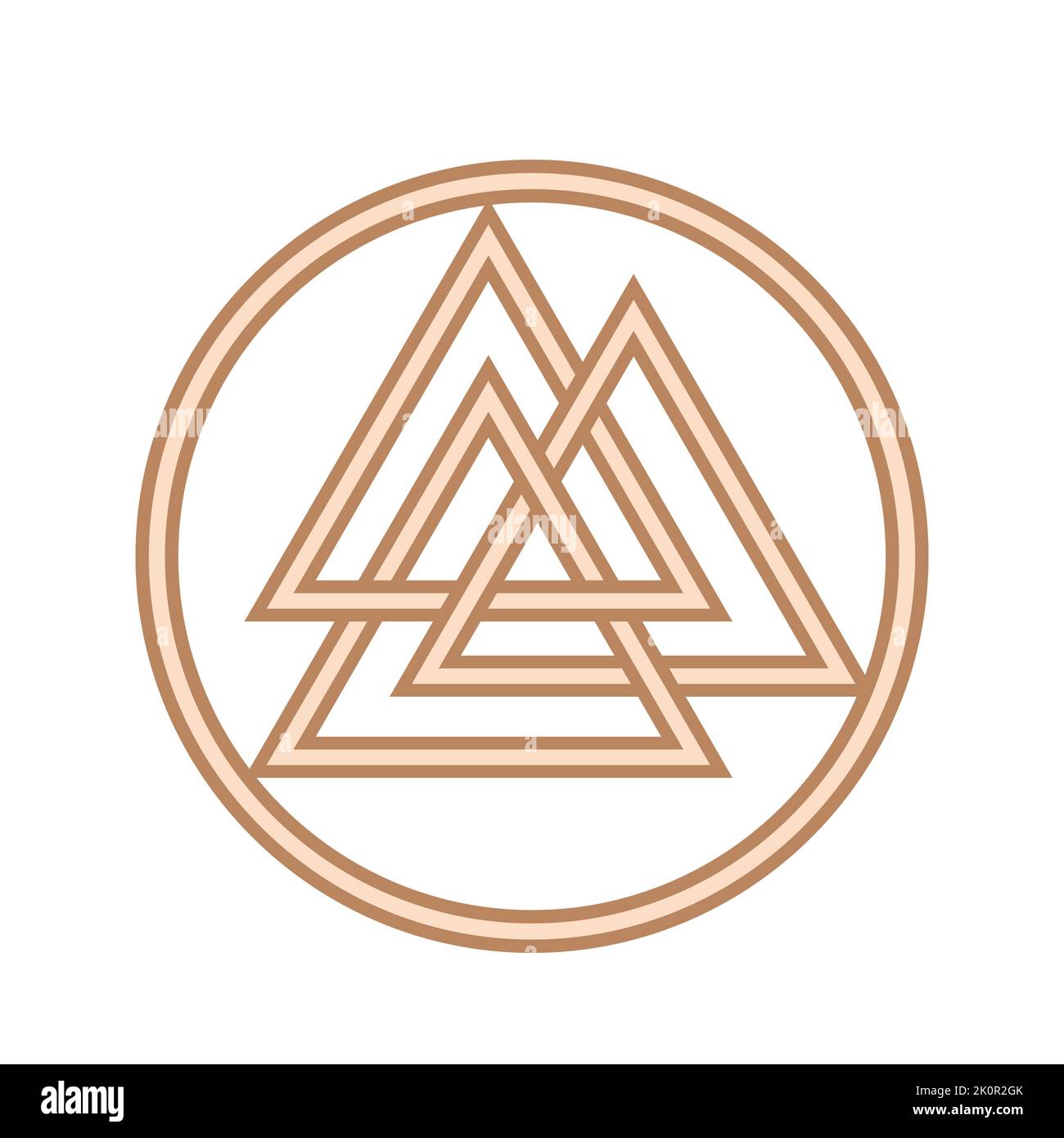 Walknut, sign of God Odin, decorated with ornaments in a wreath of ...