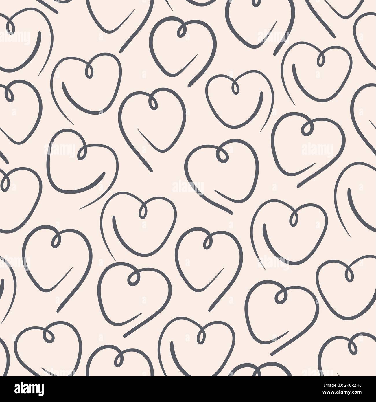 Vector seamless hearts pattern, doodle elements Stock Vector Image ...