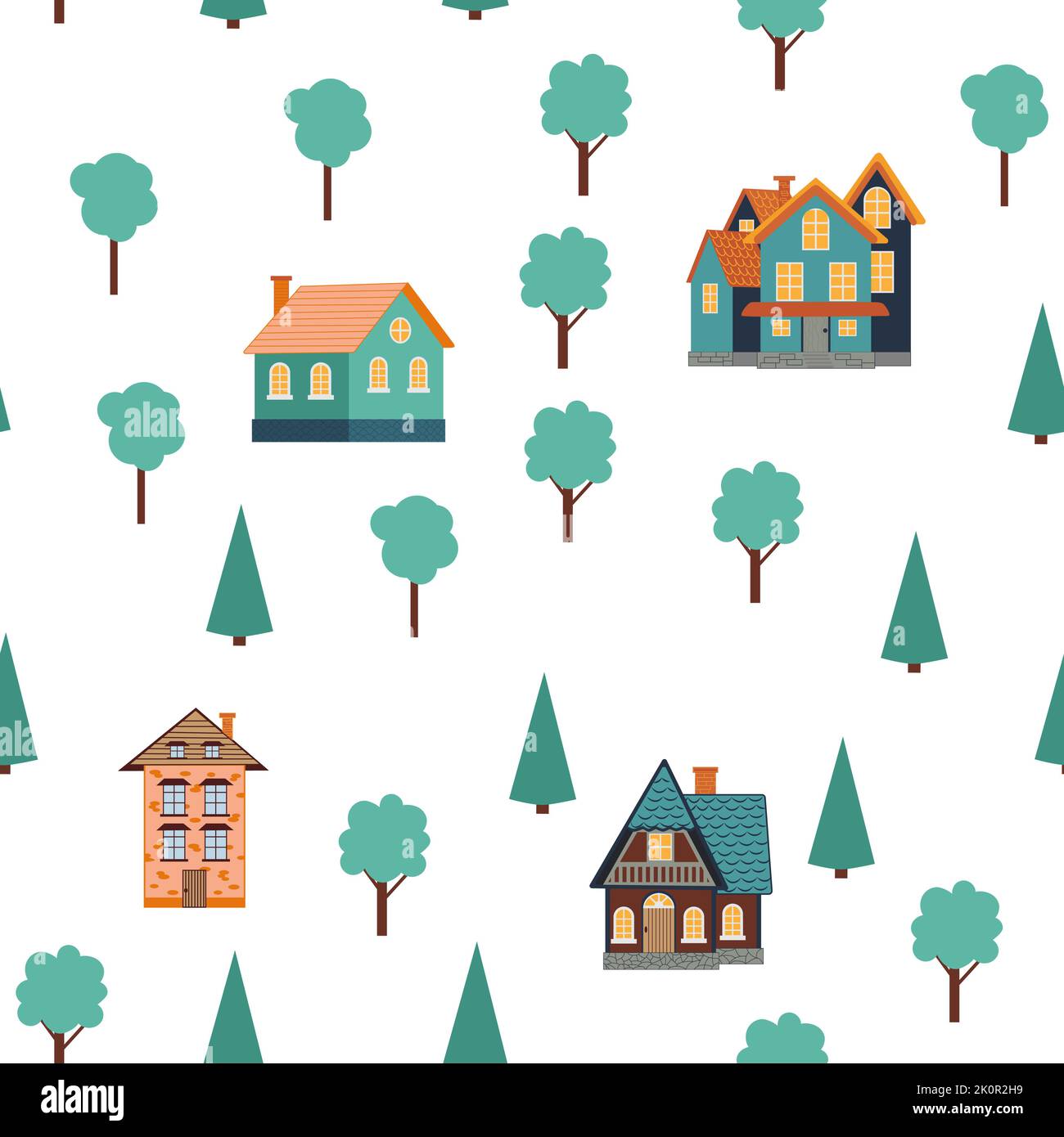 Seamless pattern of different colorful houses. Pattern seamless kids ...