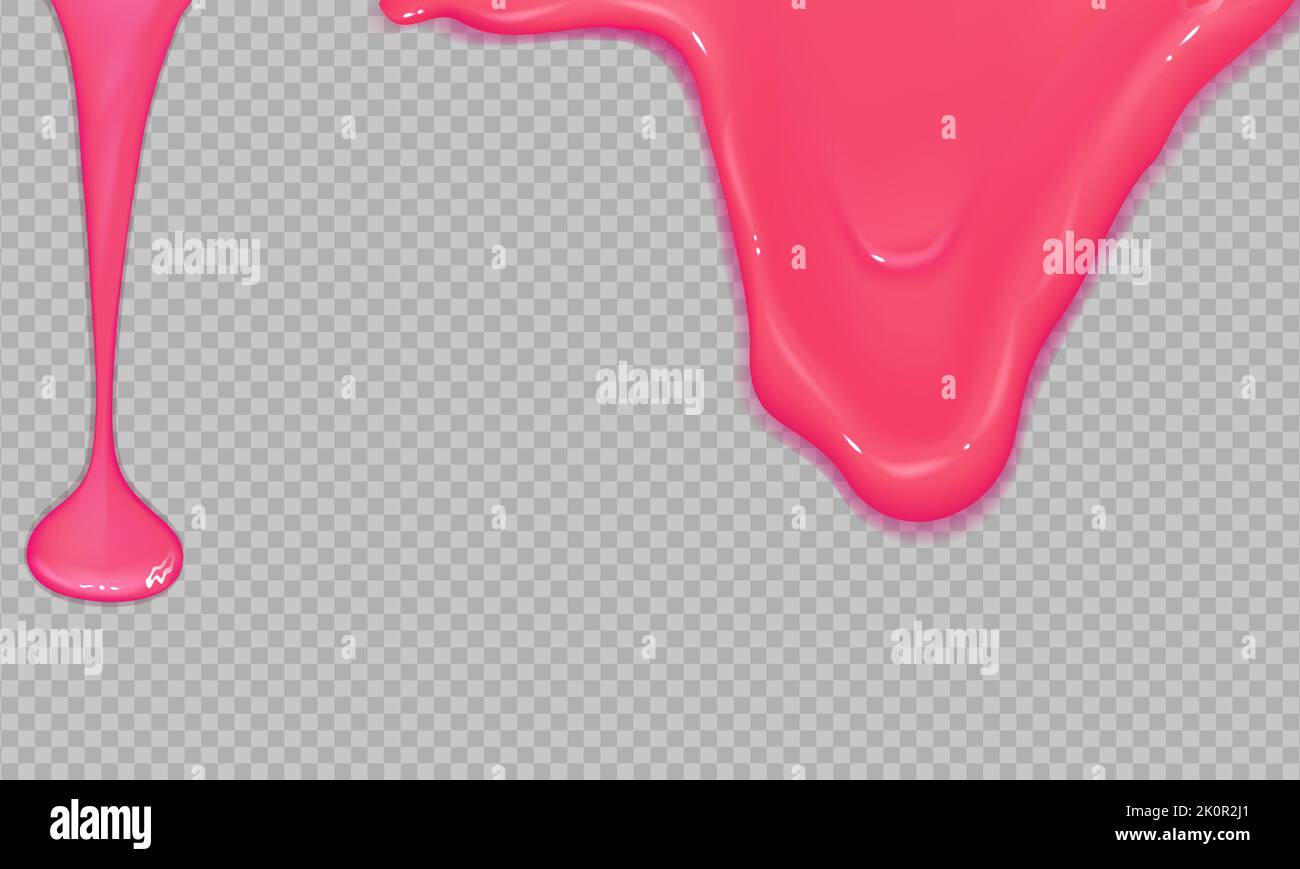 Dripping glossy pink slime.Flowing realistic pink sweet melting icing ...