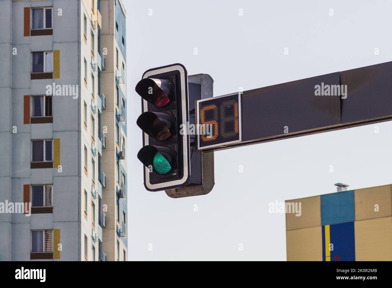 traffic light post green light timer Stock Photo - Alamy