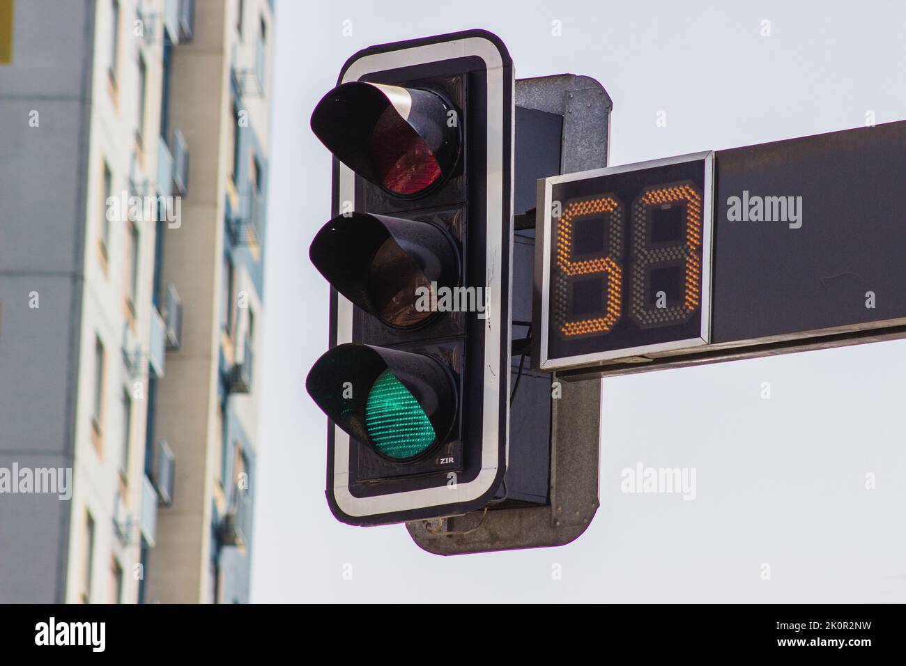 traffic light post green light timer Stock Photo - Alamy