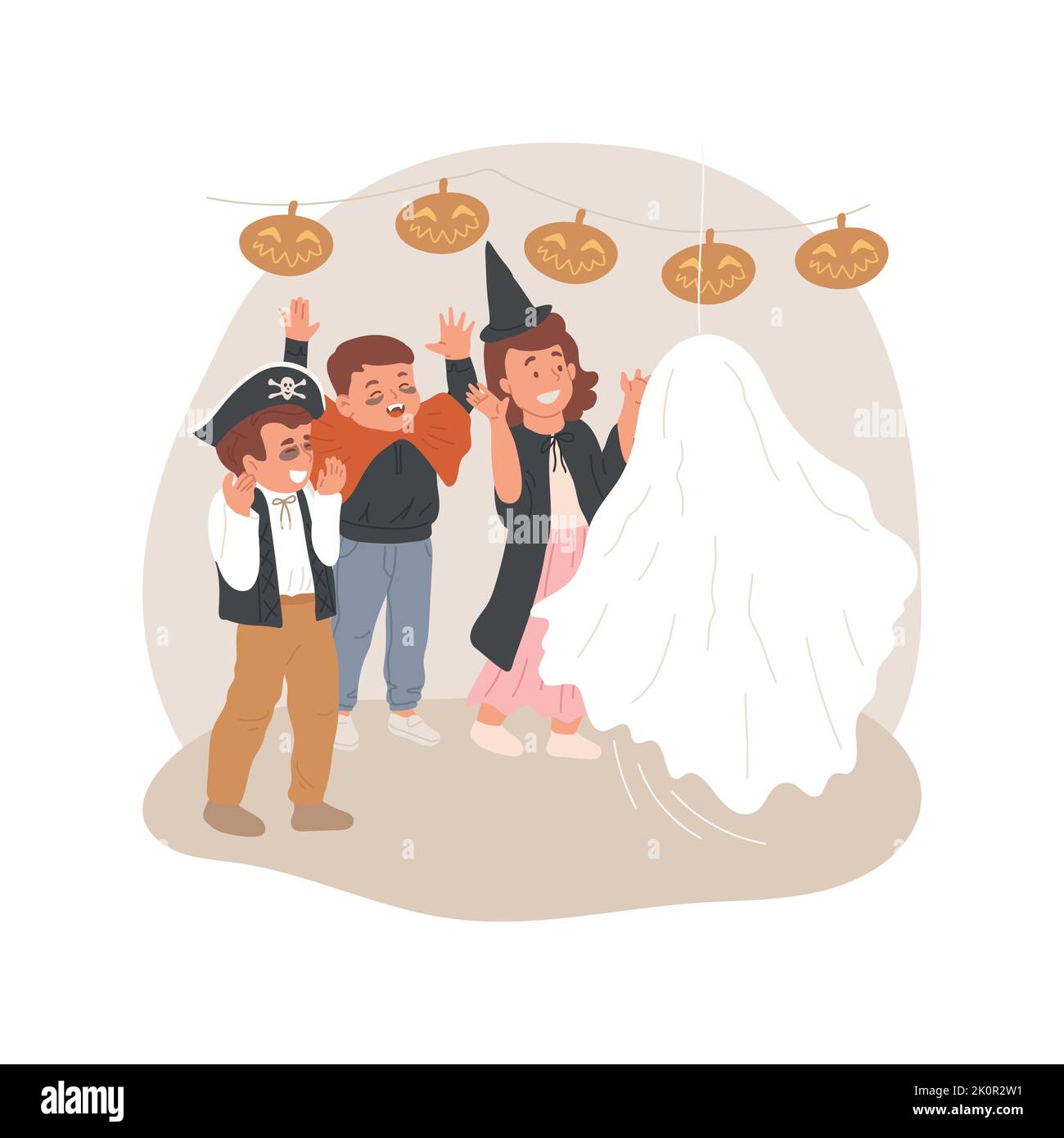 Haunted house visit isolated cartoon vector illustration. Group of ...