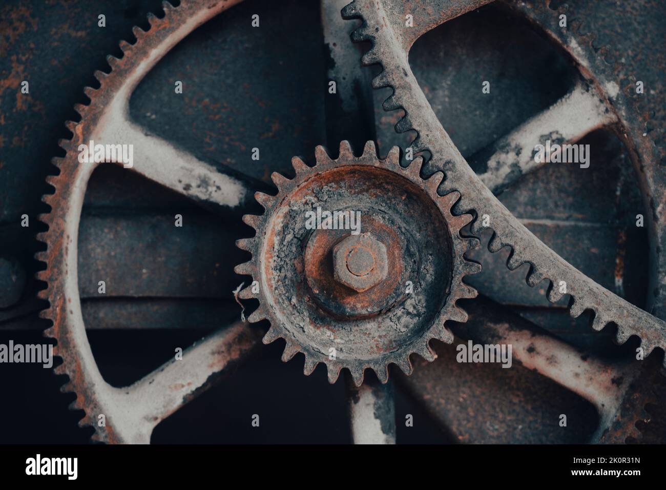 Rusty large gears from old mechanism photographed at close range Stock ...