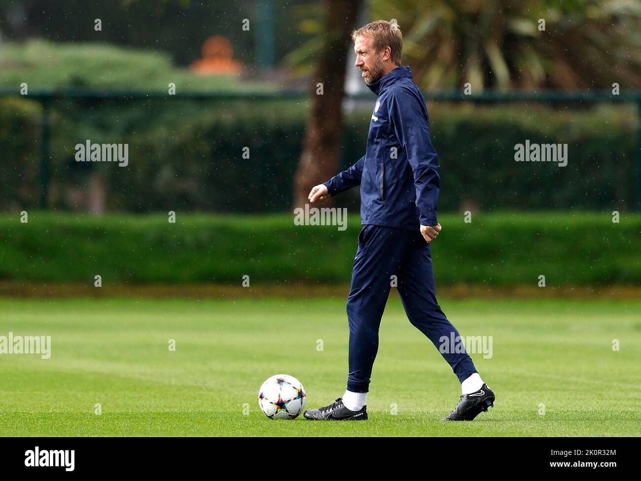 Chelsea manager Graham Potter during a training session at Cobham ...