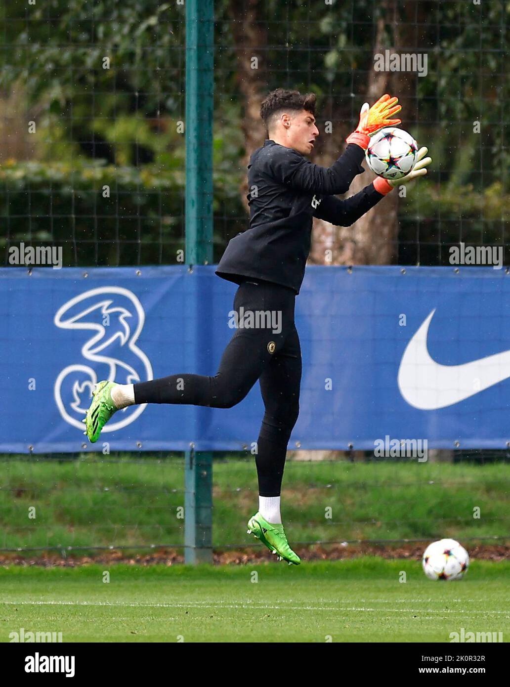 Chelsea goalkeeper Kepa Arrizabalaga during a training session at ...