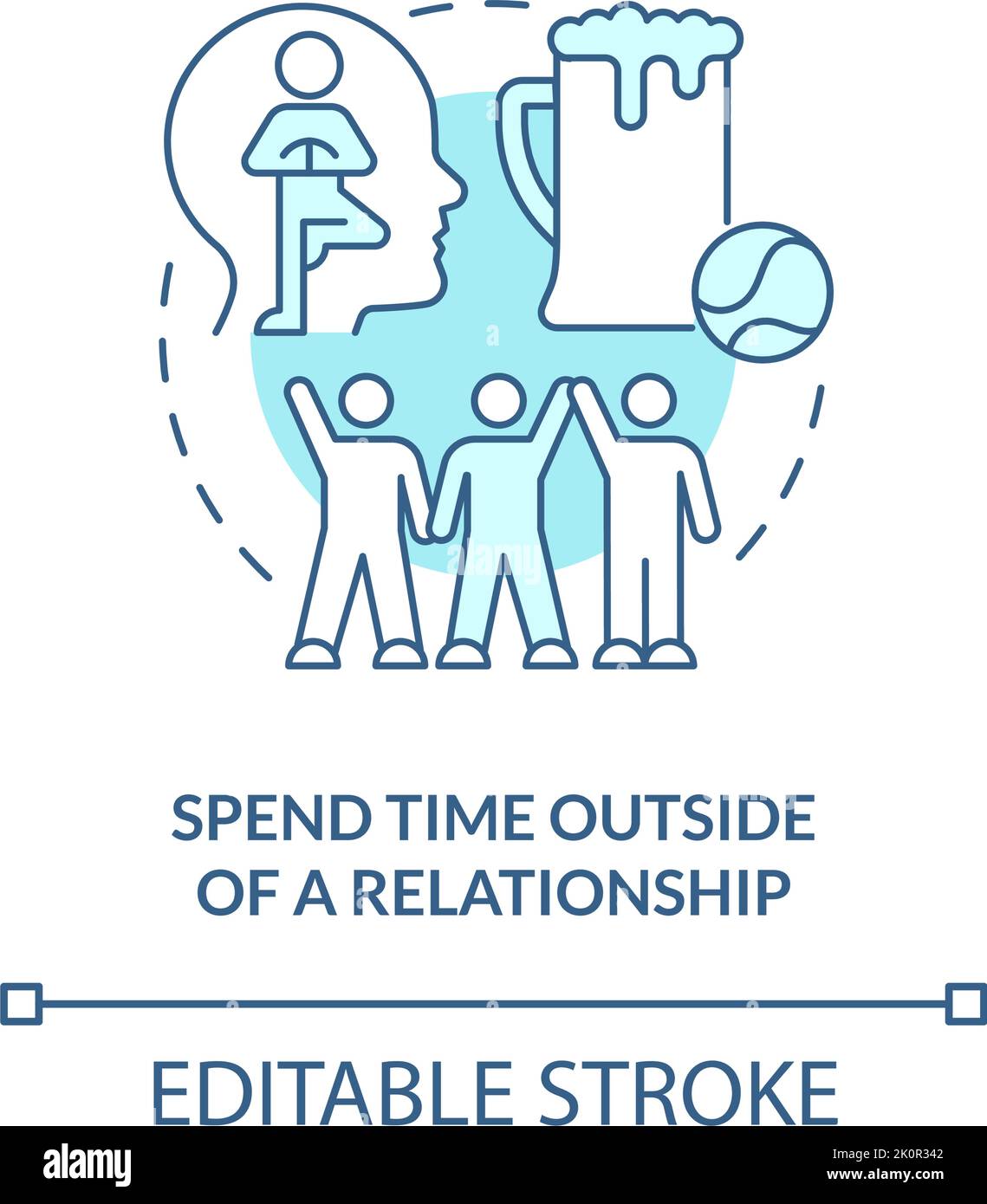 Spend time outside of relationship turquoise concept icon Stock Vector ...