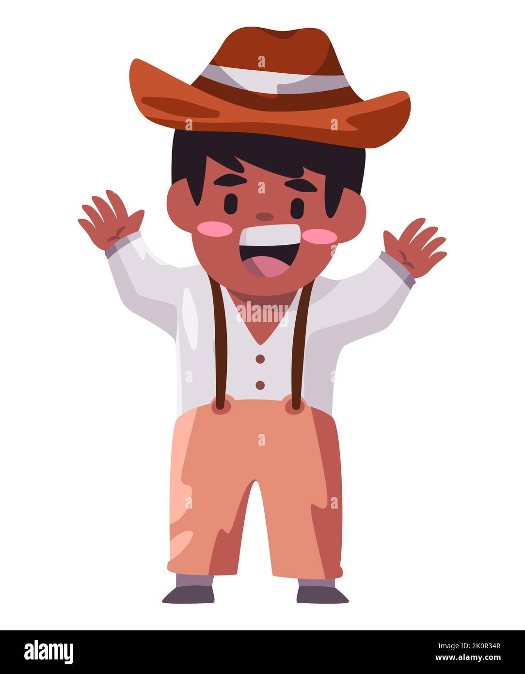 Farm worker kids children wearing cowboy hat american farming labor ...