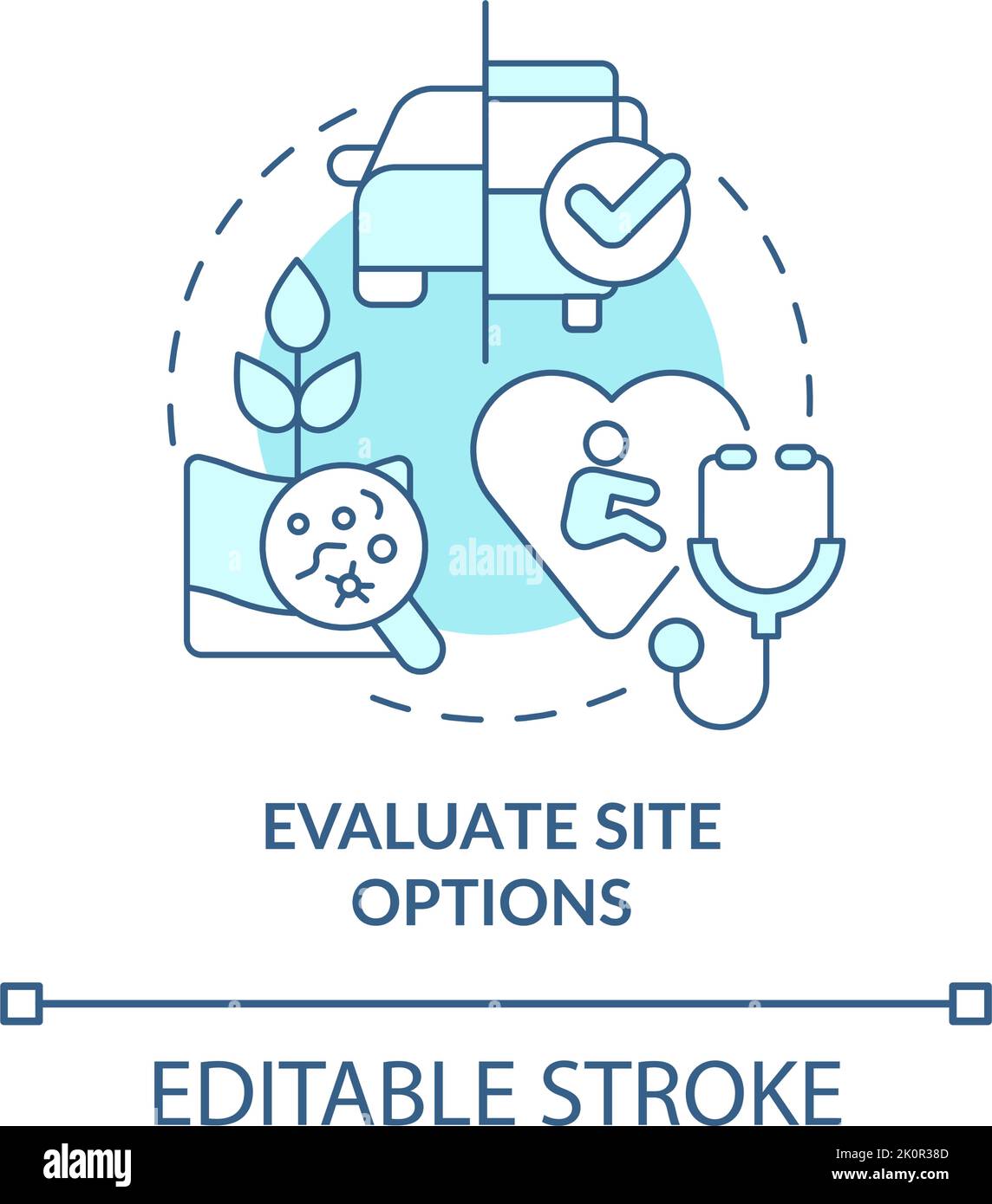 Evaluate site options turquoise concept icon Stock Vector Image & Art ...