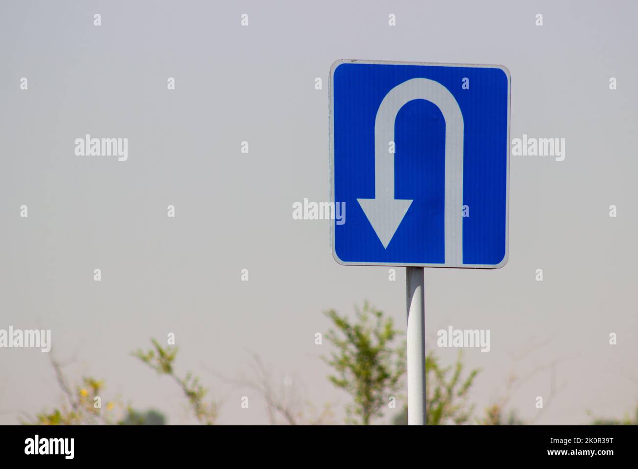 traffic direction sign white reverse arrow on blue background Stock ...