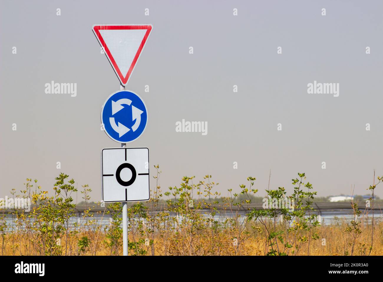 traffic direction sign white circle arrow on blue background Stock ...