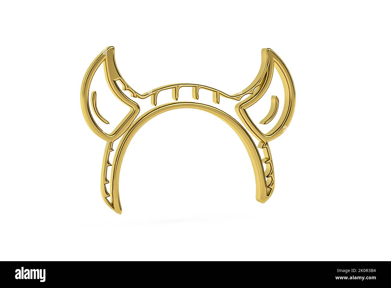 Golden 3d horns icon isolated on white background - 3d render Stock ...