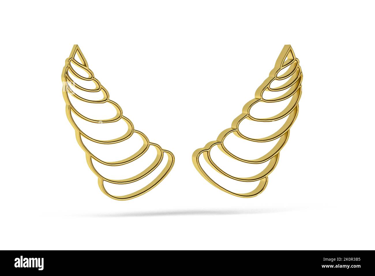 Golden 3d horns icon isolated on white background - 3d render Stock ...