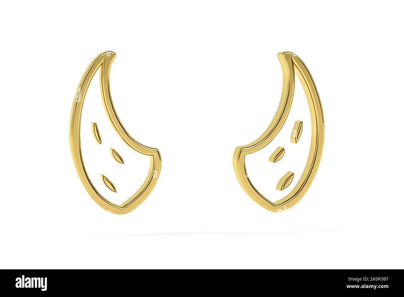 Golden 3d horns icon isolated on white background - 3d render Stock ...