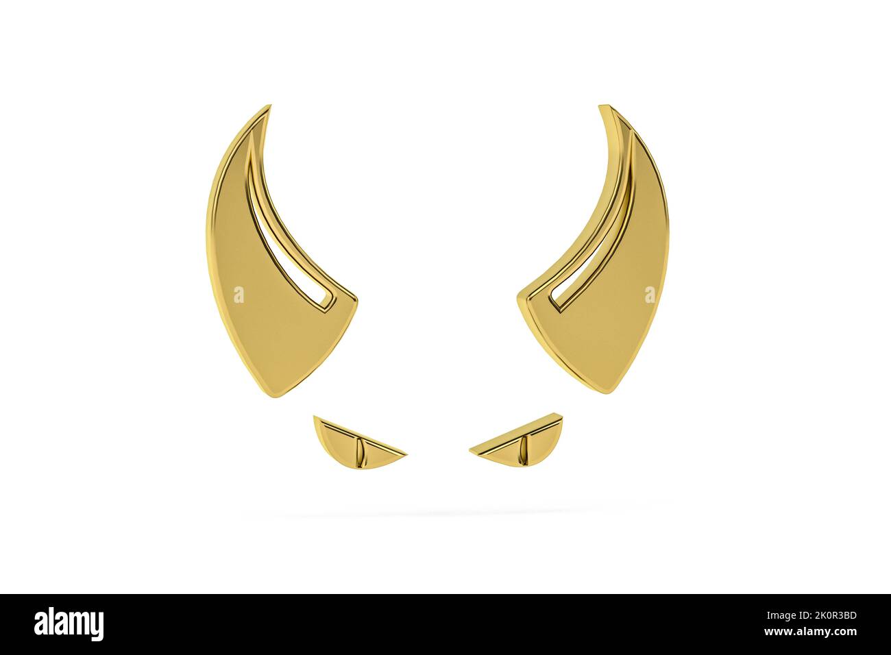 Golden 3d horns icon isolated on white background - 3d render Stock ...