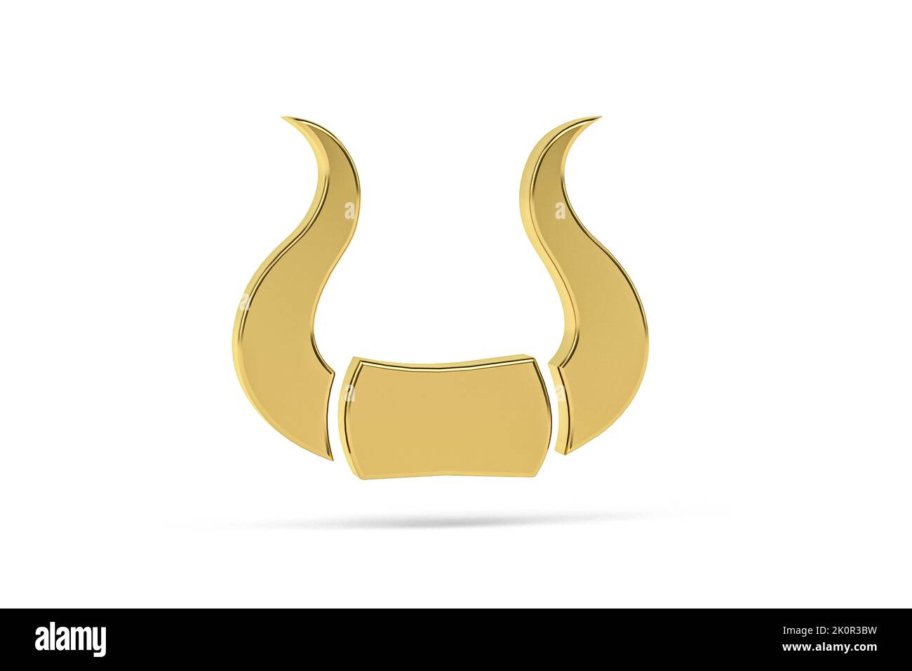Golden 3d horns icon isolated on white background - 3d render Stock ...