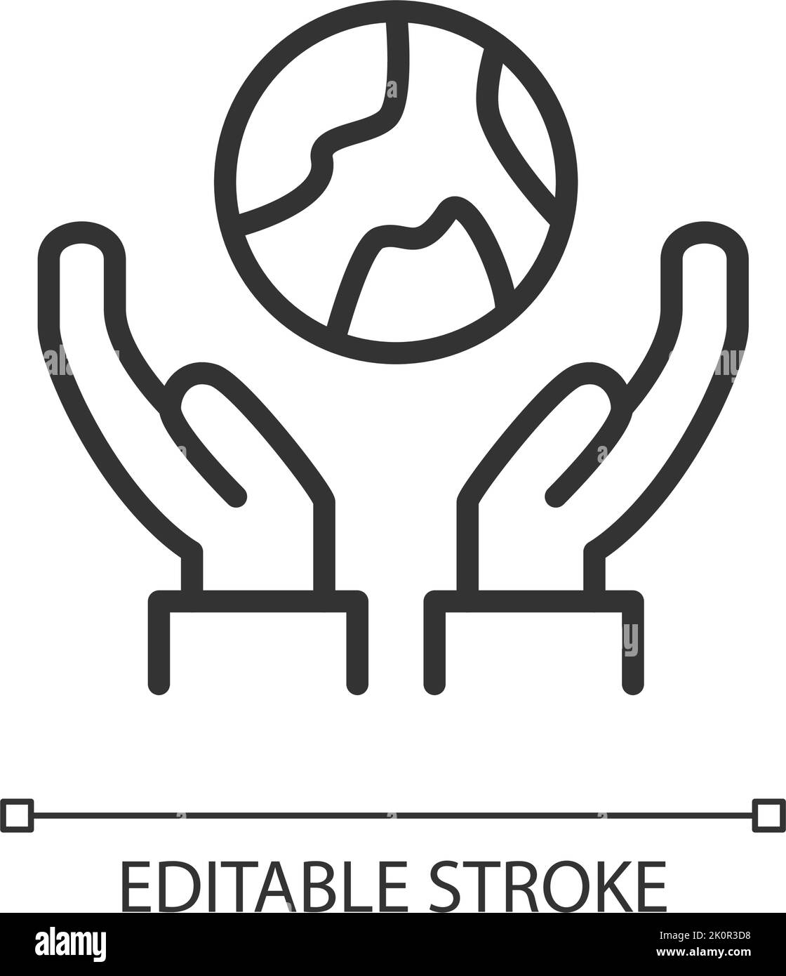 Hands holding Earth linear icon Stock Vector Image & Art - Alamy