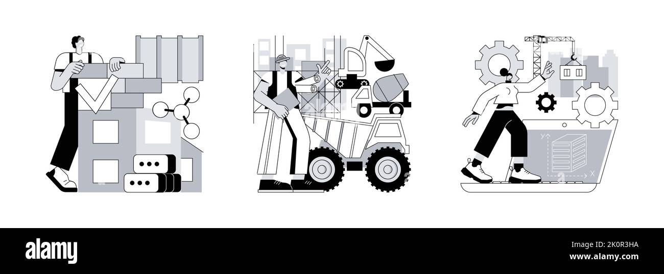 Construction technology innovation abstract concept vector illustration ...