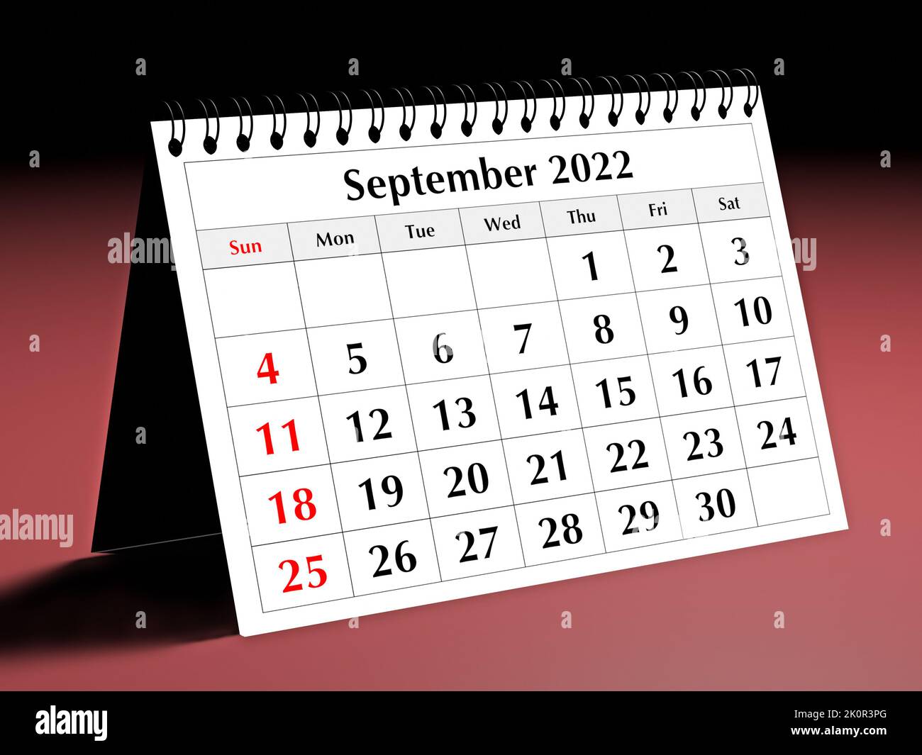 One page of the annual business desk monthly calendar. Date - month ...