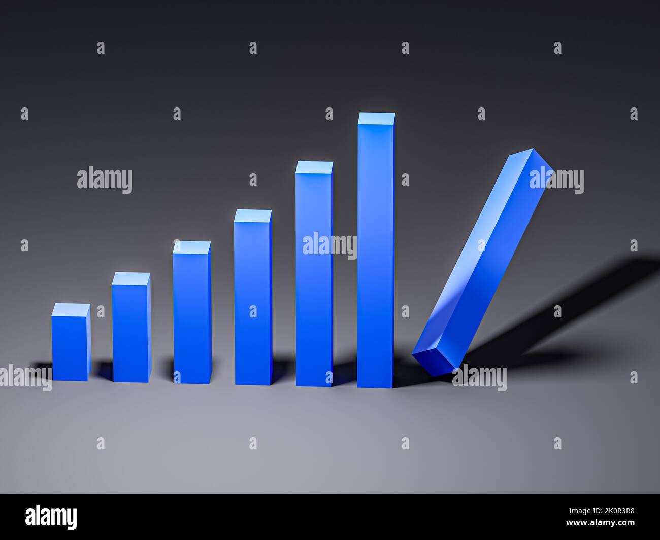 Business and bankruptcy concept. Bankrupt graph with recession and blank background. 3d ...